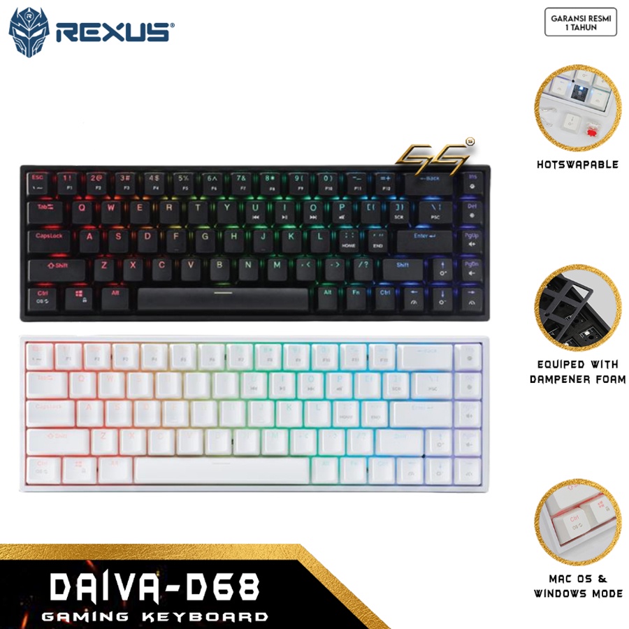 Jual Keyboard Gaming Mechanical Rexus Daiva RX-D68 / D68 | Shopee Indonesia