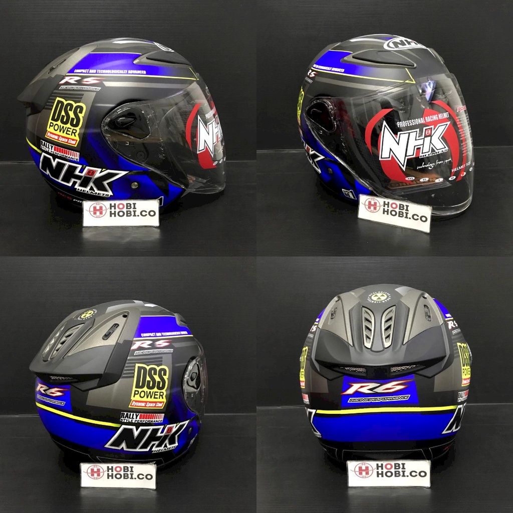 Jual Helm NHK R6 Motif Rally #2 Black Blue Doff Hitam Biru Dop Half ...