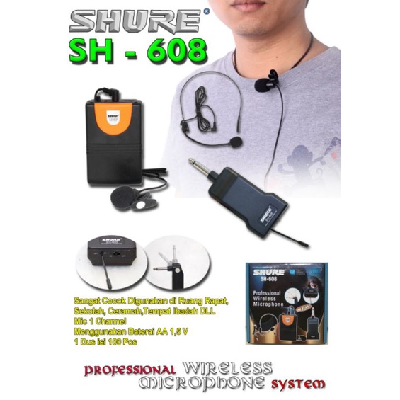 Jual Mic bando + jepit baju wireless SH - 608 / 808 mic imam jepit mic ...