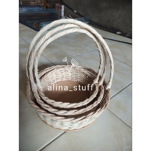 Jual keranjang rotan bulat set isi 3 | Shopee Indonesia