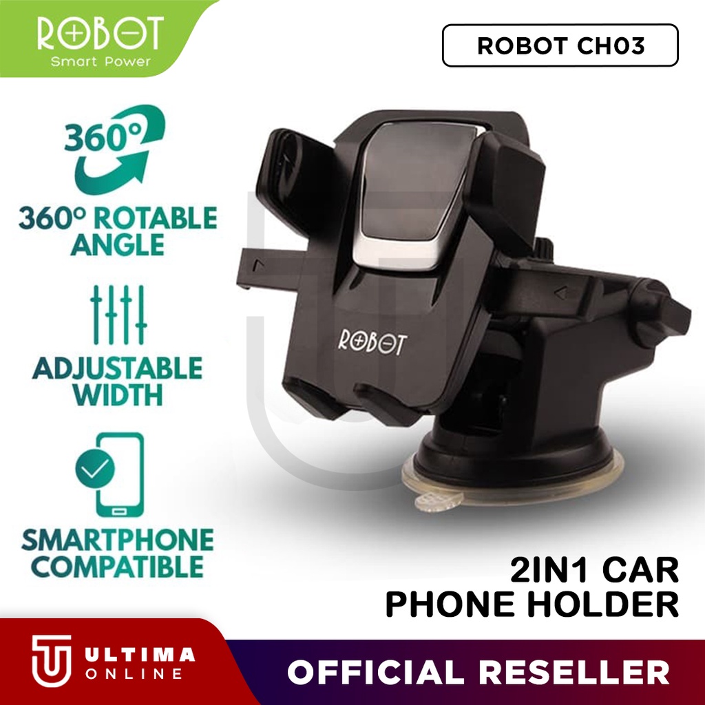 Jual ROBOT Car Holder Mobil Dashboard Kaca RT-CH03 Dudukan HP Stent 360 ...