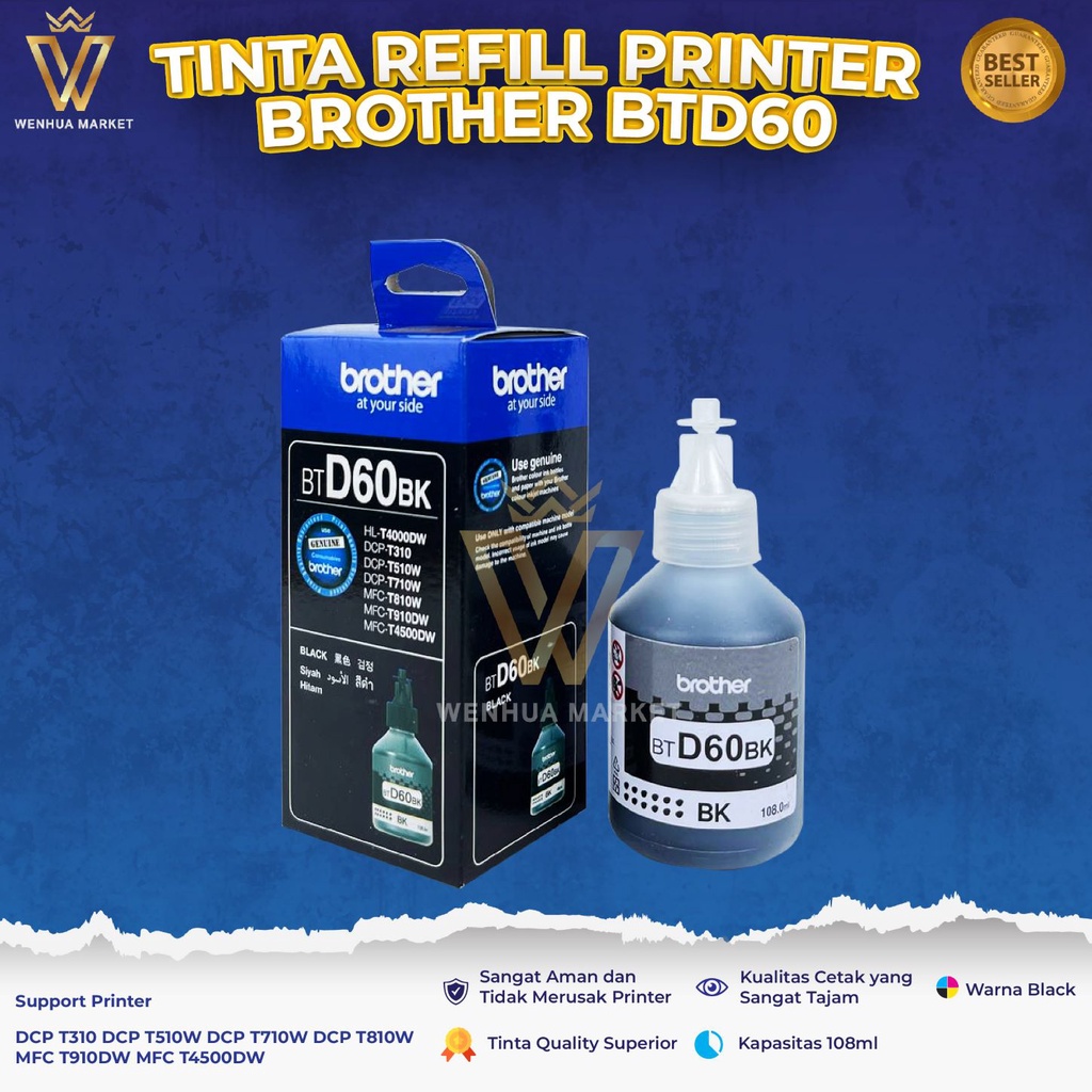 Jual Tinta Brother BTD60BK Tipe Printer DCP T310 T510W T710W T810W ...