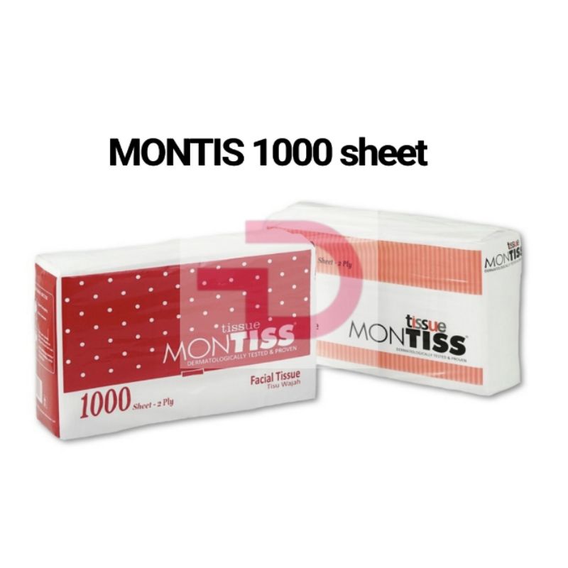 Jual Tissue Tisu MONTISS 1000 sheets 2ply KILOAN tisu wajah | Shopee ...