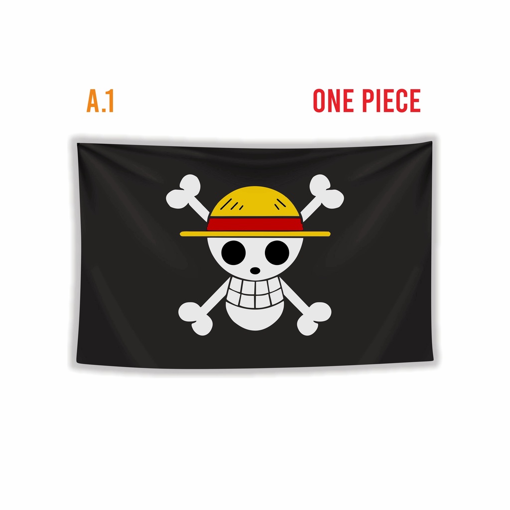 Jual (Bisa Custom) Bendera Topi Jerami One Piece/Bendera One Piece ...