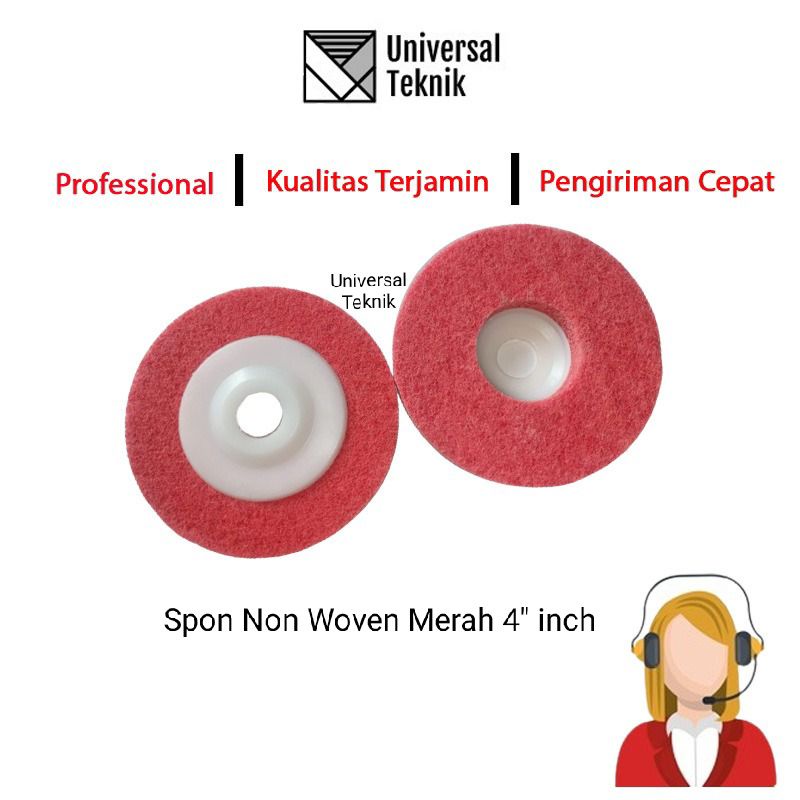 Jual Spon non Woven 4"inch Spon Scotch brite Spon non woven brite Merah ...