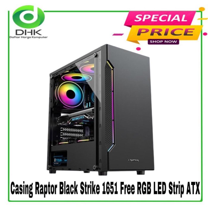 Jual Casing Casing Raptor Black Strike 1651 Free Rgb Led Strip Atx ...