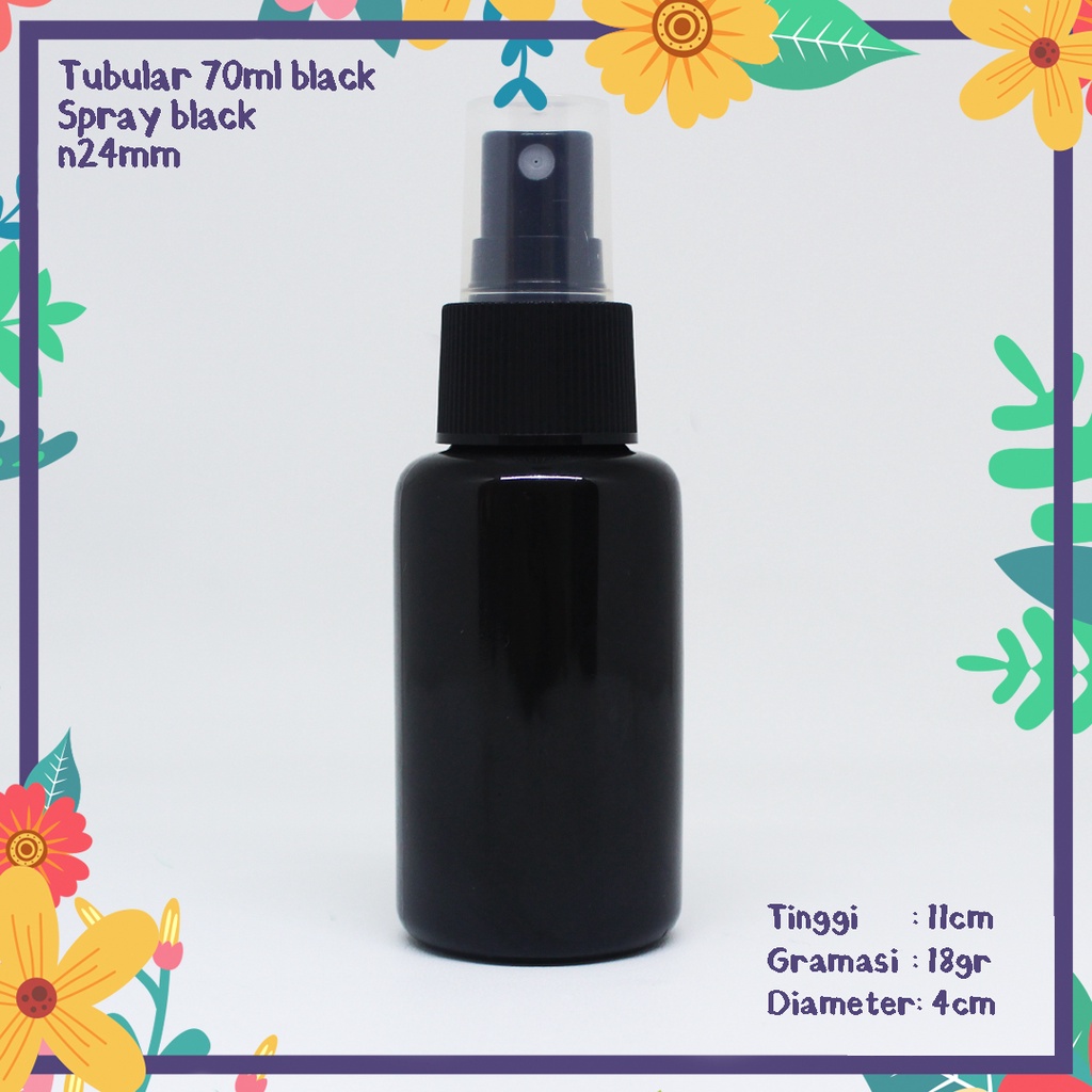 Jual BOTOL PLASTIK 70ML TUBULAR HITAM SPRAY HITAM FULLBLACK PET SPRAYER ...