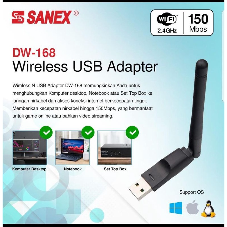 Jual Dongle wifi Usb Sanex DW-168 / Dongle wifi set top box Sanex DW-168 Usb | Shopee Indonesia
