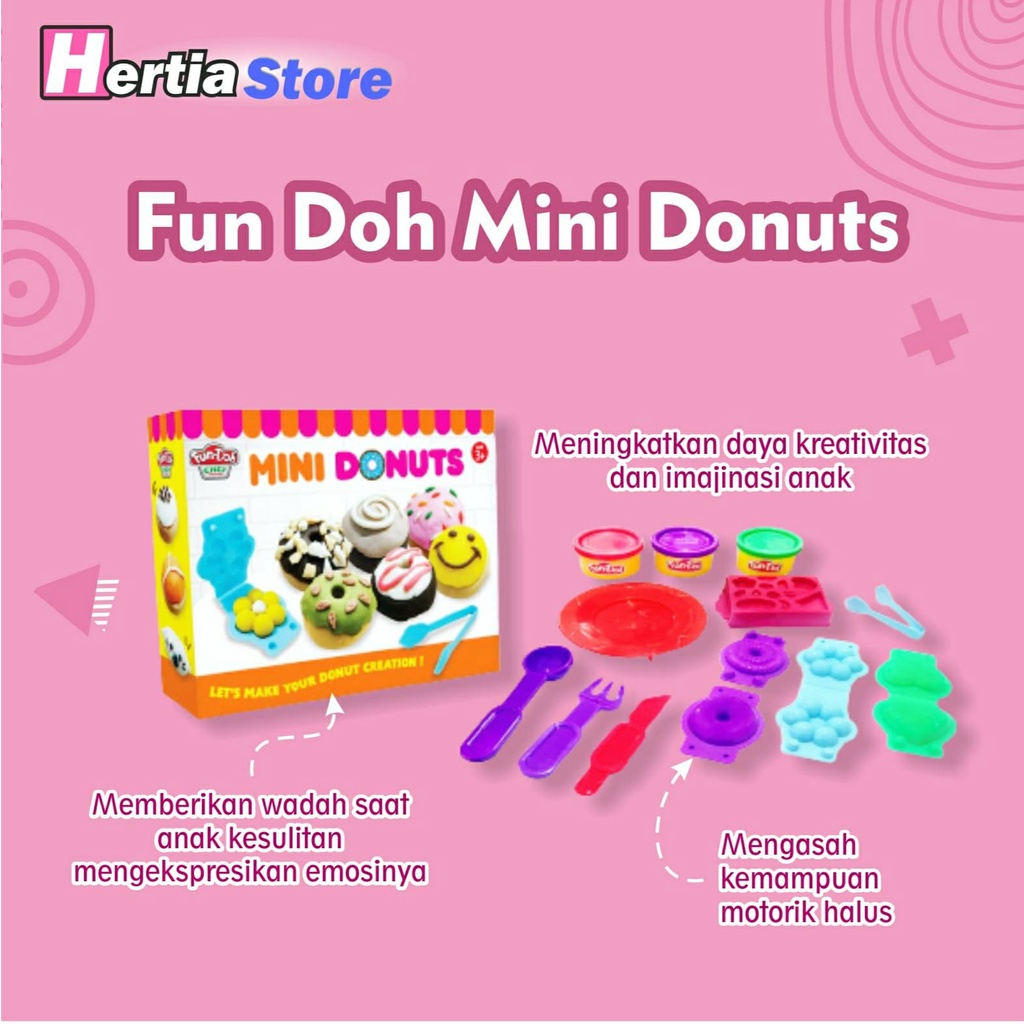 Jual [hertiastore] Fun Doh Mini Donuts, play dough, Mainan Lilin ...