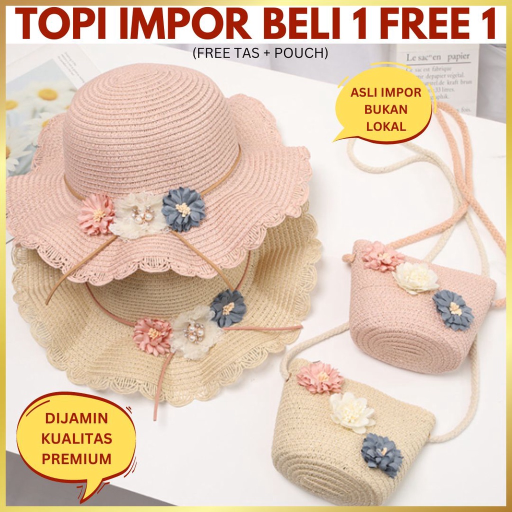 Jual TOPI ANAK PEREMPUAN CEWEK IMPORT 2 TAHUN 3 TAHUN TOPI PANTAI BUCKET HAT RAJUT JERAMI ANAK ...
