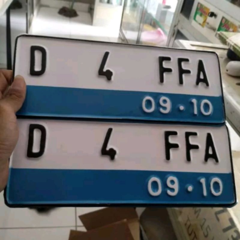 Jual Custom Plat nomor motor listrik putih biru | Shopee Indonesia