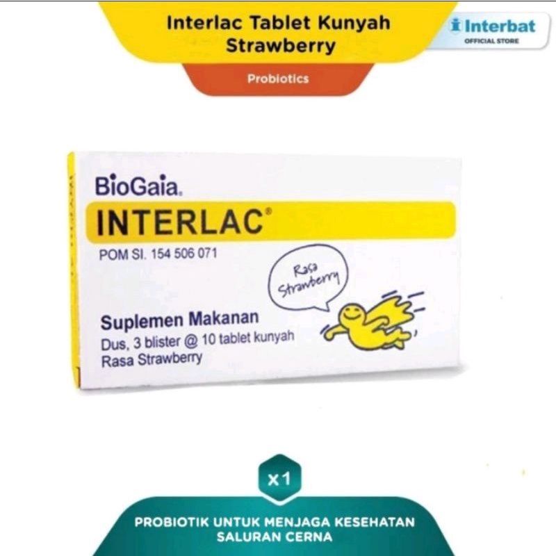 Jual Interlac Probiotik Strawberry Pack @10 tab Menjaga saluran ...