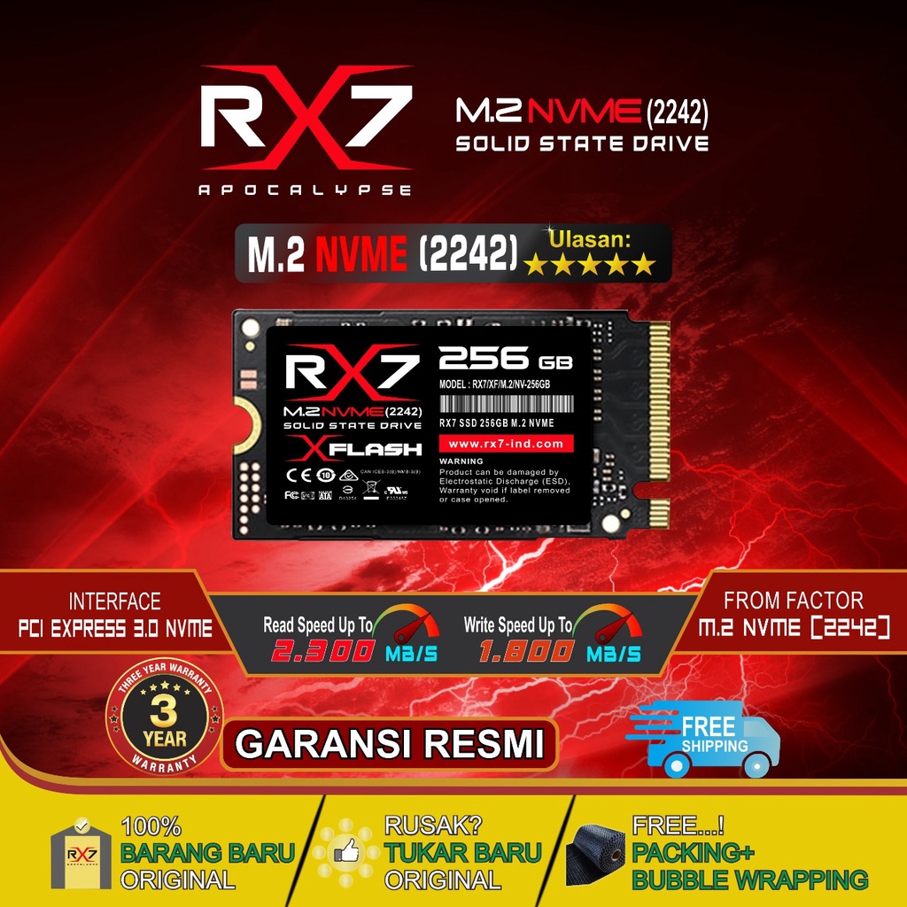 Jual SSD RX7 M.2 NVME 256GB 2242 PCIe Gen3 x4 Garansi Resmi 3 Tahun ...