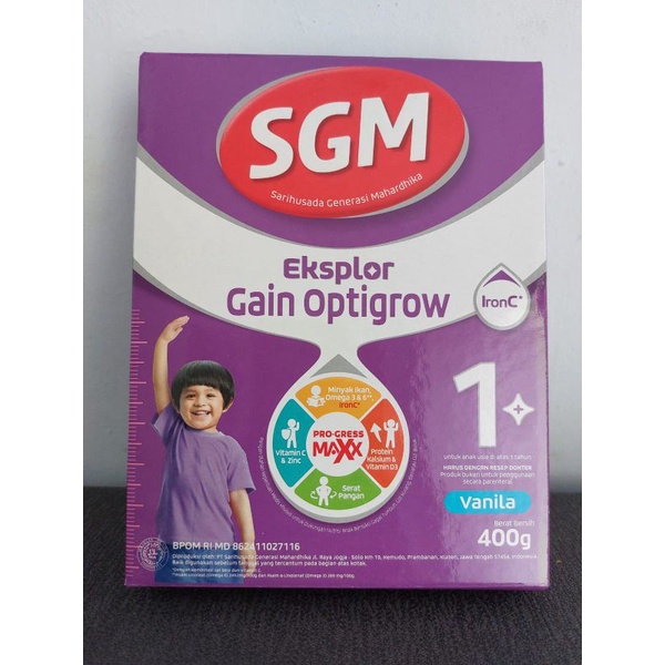 Jual SGM Eksplor Gain Optigrow 1+ Rasa Vanila 400 Gram | Shopee Indonesia