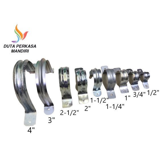 Jual DPM - Klem Pipa Plat Besi Clamp U Omega Galvanis 1/2 3/4 1 1-1/4 1 ...
