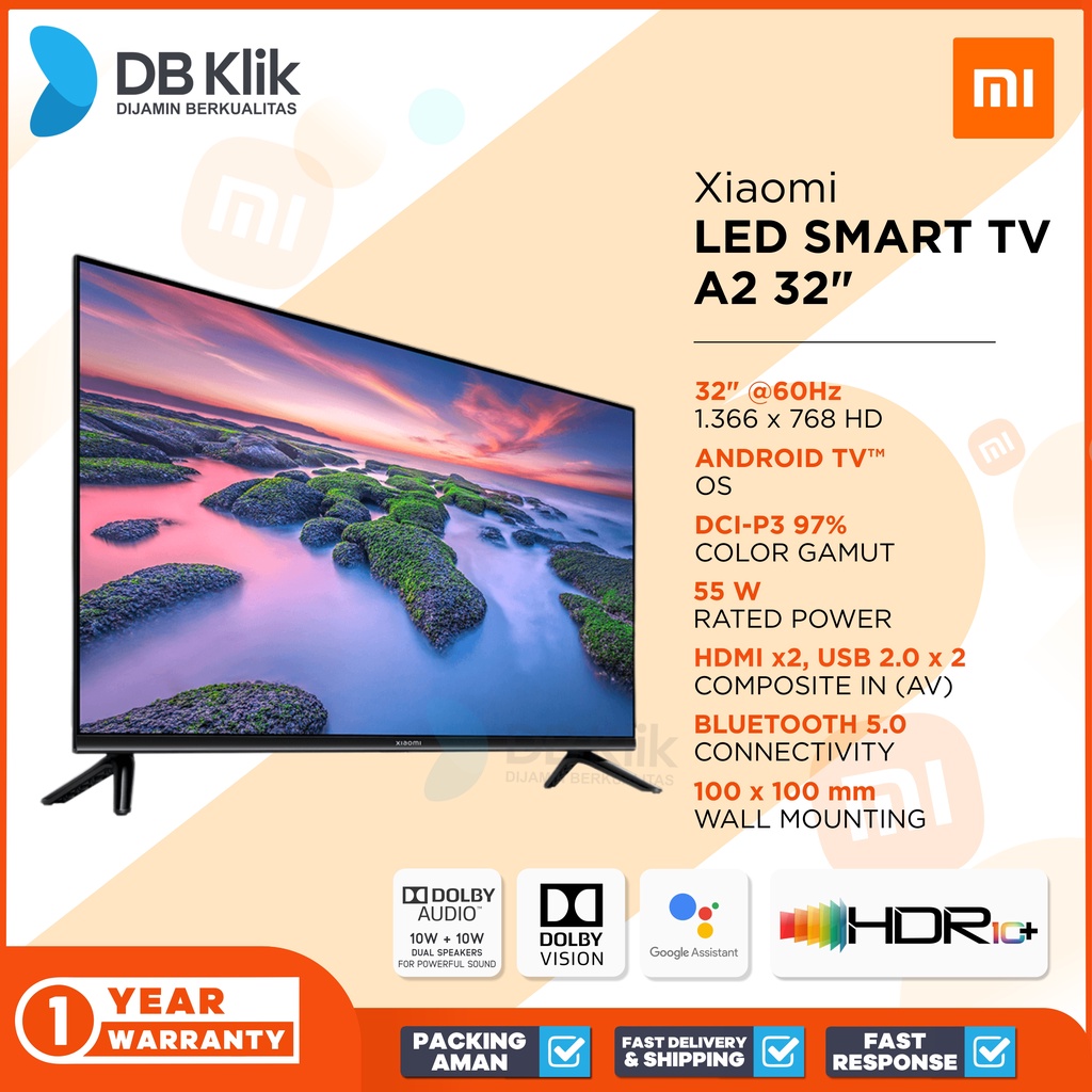 Jual LED Smart TV XIAOMI A2 32" HD Dolby Audio - Android Xiaomi TV A2 ...