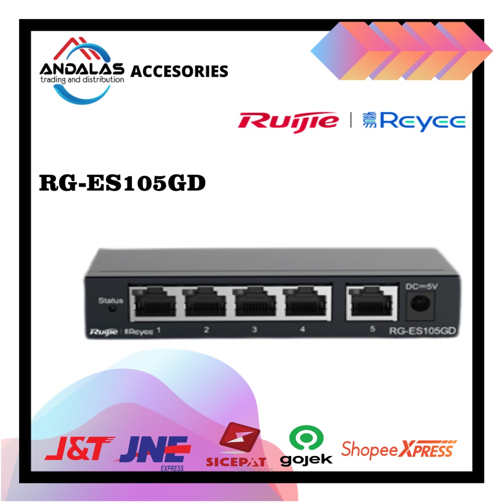 Jual Ruijie RG-ES105GD 5-Port 10/100 Mbps Unmanaged Metal Switch Hub | Shopee Indonesia