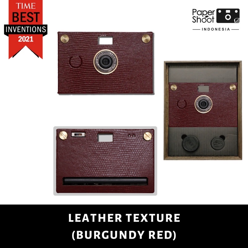 Jual Leather Texture Series Wooden Box Camera Set - Paper Shoot Camera ...