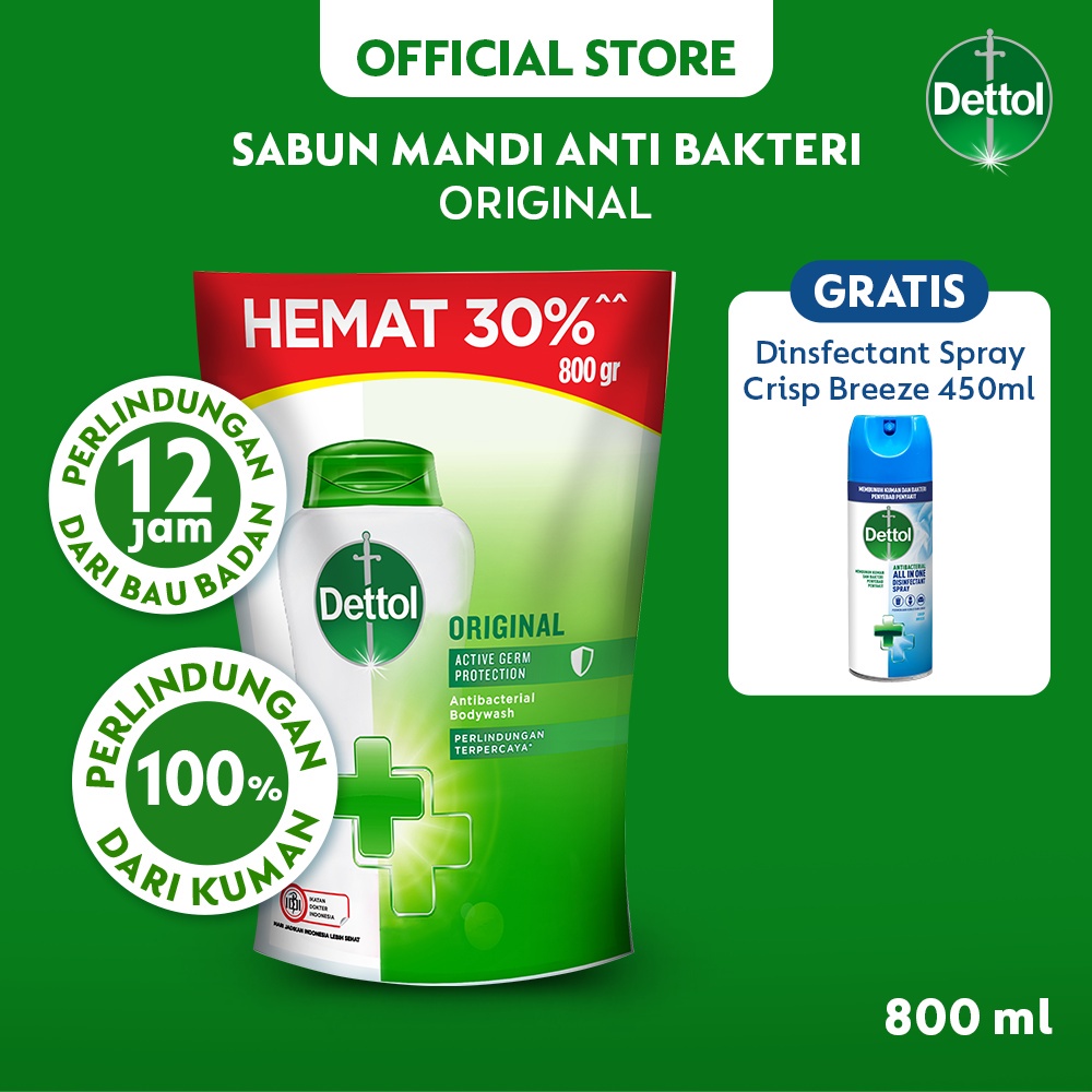 Jual Dettol Sabun Mandi Cair Anti Bakteri Original Jumbo 800 gr Refill ...