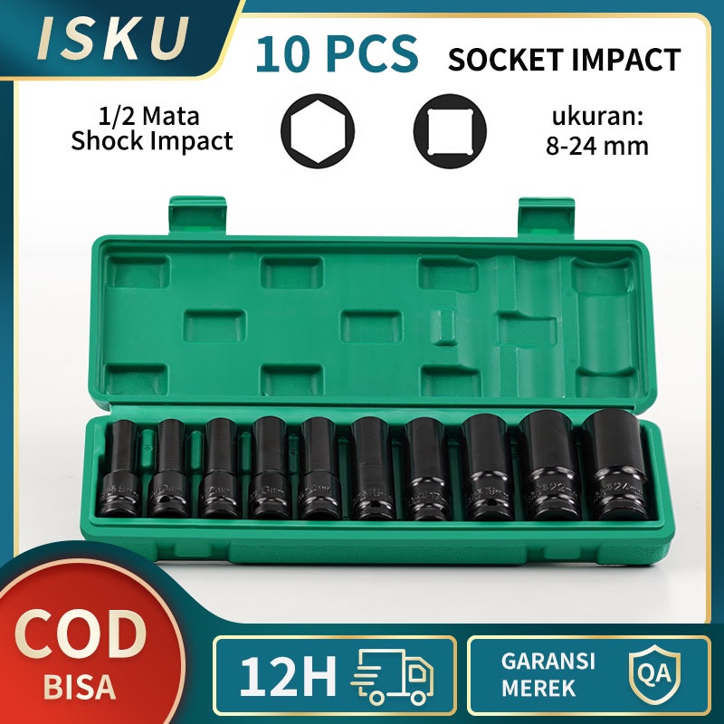 Jual ISKU Kunci Mata Socket Extention Impact 10pcs 8- 24mm Bahan Cr-v Mata Socket Impact Panjang ...