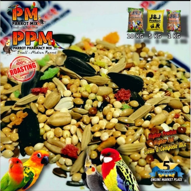Jual PAKAN J&J PARROT MIX 5 KG MAKANAN BURUNG AFGREY AMAZON FLAK ...