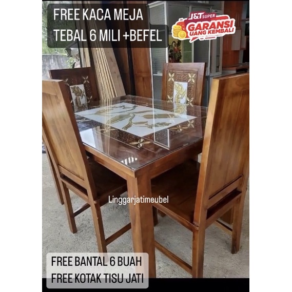 Jual Kursi Makan Minimalis Jati Kawung Motif Marmer Kursi 4 Gratis Meja ...