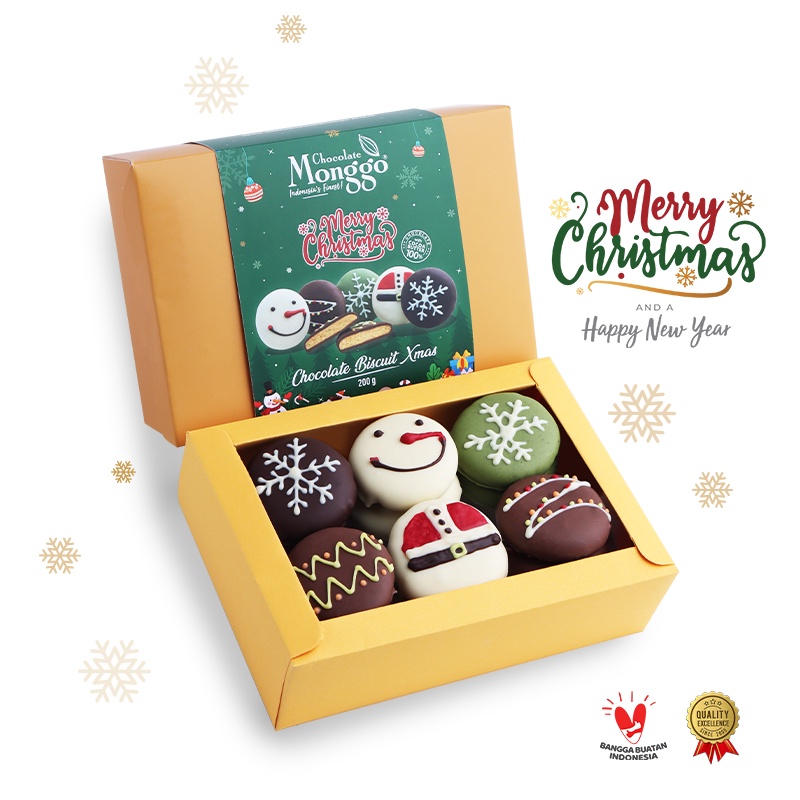 Jual Chocolate Monggo| Christmas Biscuit Coklat 12 pcs 200g | Cokelat ...