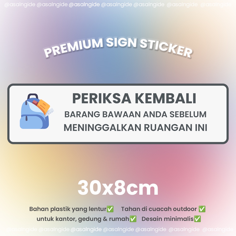 Jual STIKER PERIKSA BARANG - SIGN STICKER-stiker dinding peringatan ...