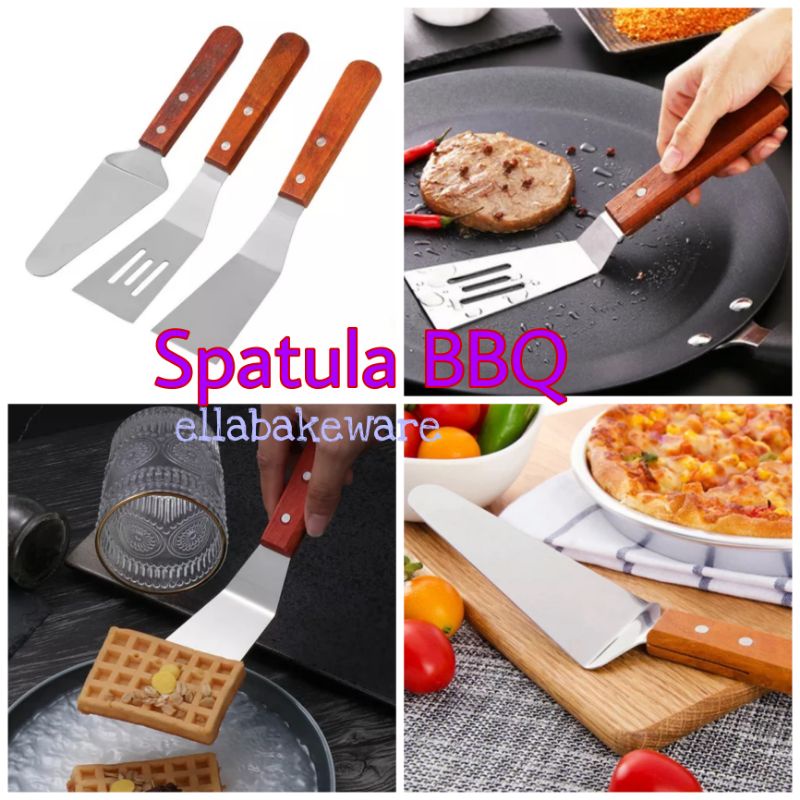 Jual SPATULA TEPPANYAKI BBQ GRILL SUTIL STEAK SEROK PIZZA WAFFLE SENDOK ...