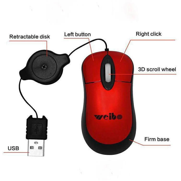 Jual [KODE G947] Viralkan Optical Mouse weibo mini model tarik kabel 3d ...