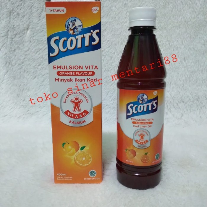 Jual MINYAK IKAN SCOTT'S EMULSION 400ml ( RASA JERUK ) | Shopee Indonesia