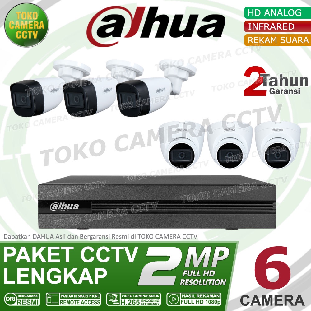 Jual PAKET CCTV DAHUA 2MP AUDIO 8 CHANNEL 6 KAMERA | Shopee Indonesia