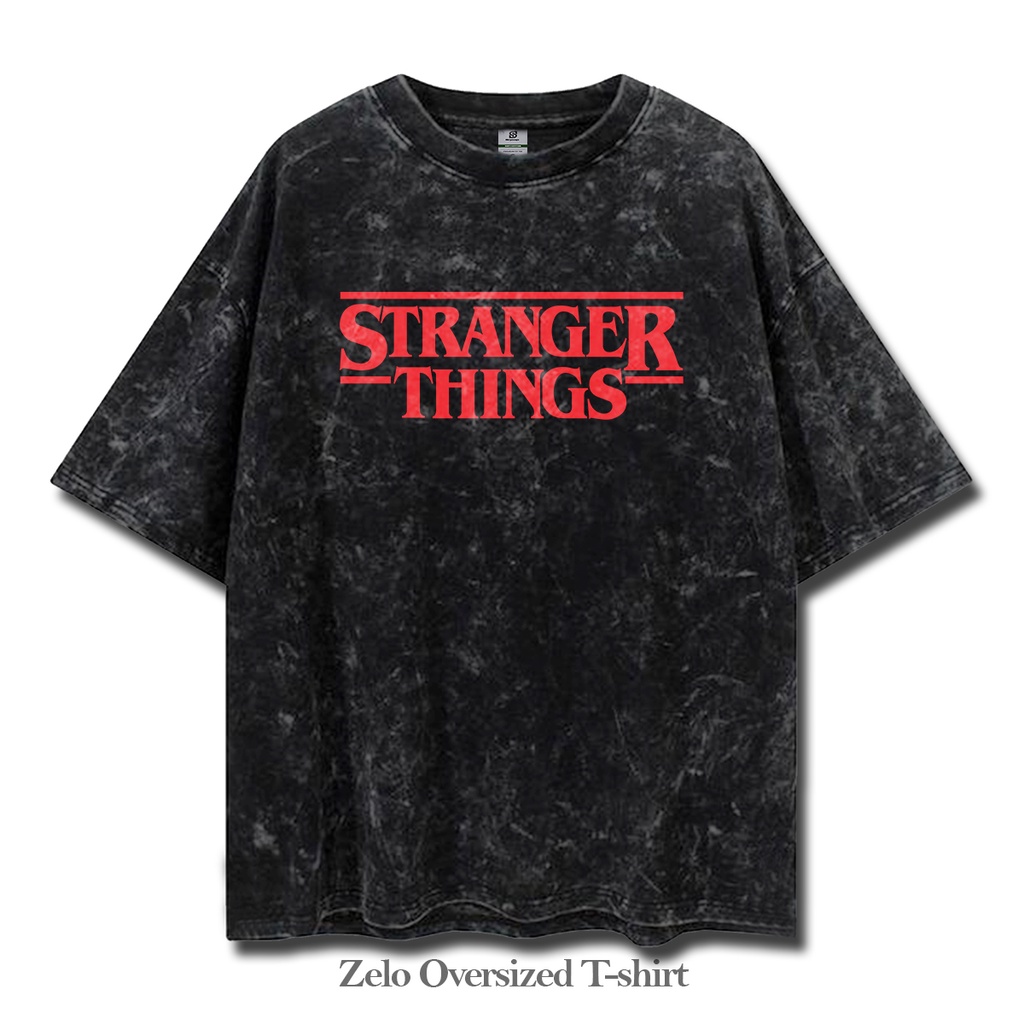 Jual Stranger Things Logo Oversized T-Shirt Stone Wash Kaos Oversize ...