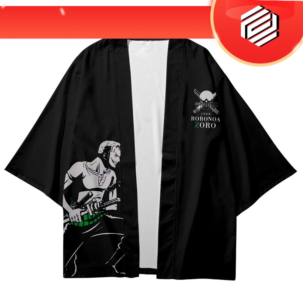 Jual baju COD New Fashion One Piece Zoro Cartoon Anime Black Outer ...