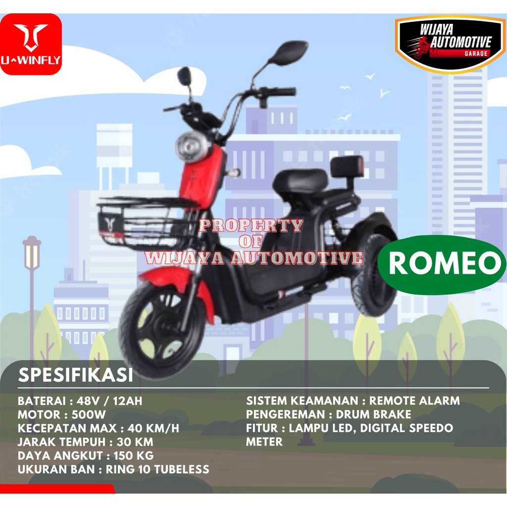 Jual SEPEDA LISTRIK RODA TIGA UWINFLY ROMEO | Shopee Indonesia