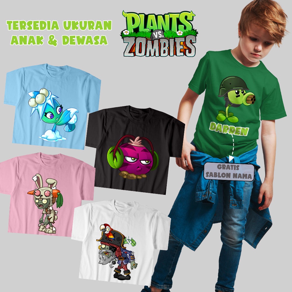 Jual Baju Plants Vs Zombie Anak Laki Laki Kaos Couple Kakak Adik Motif ...