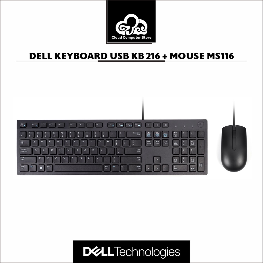 Jual DELL KEYBOARD USB KB 216 + MOUSE MS116 ORIGINAL | Shopee Indonesia