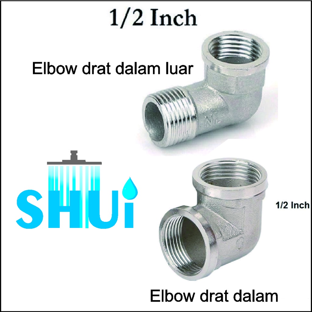 Jual Knee (elbow) Drat Luar Dalam 1/2 inch Stainless dan elbow drat ...