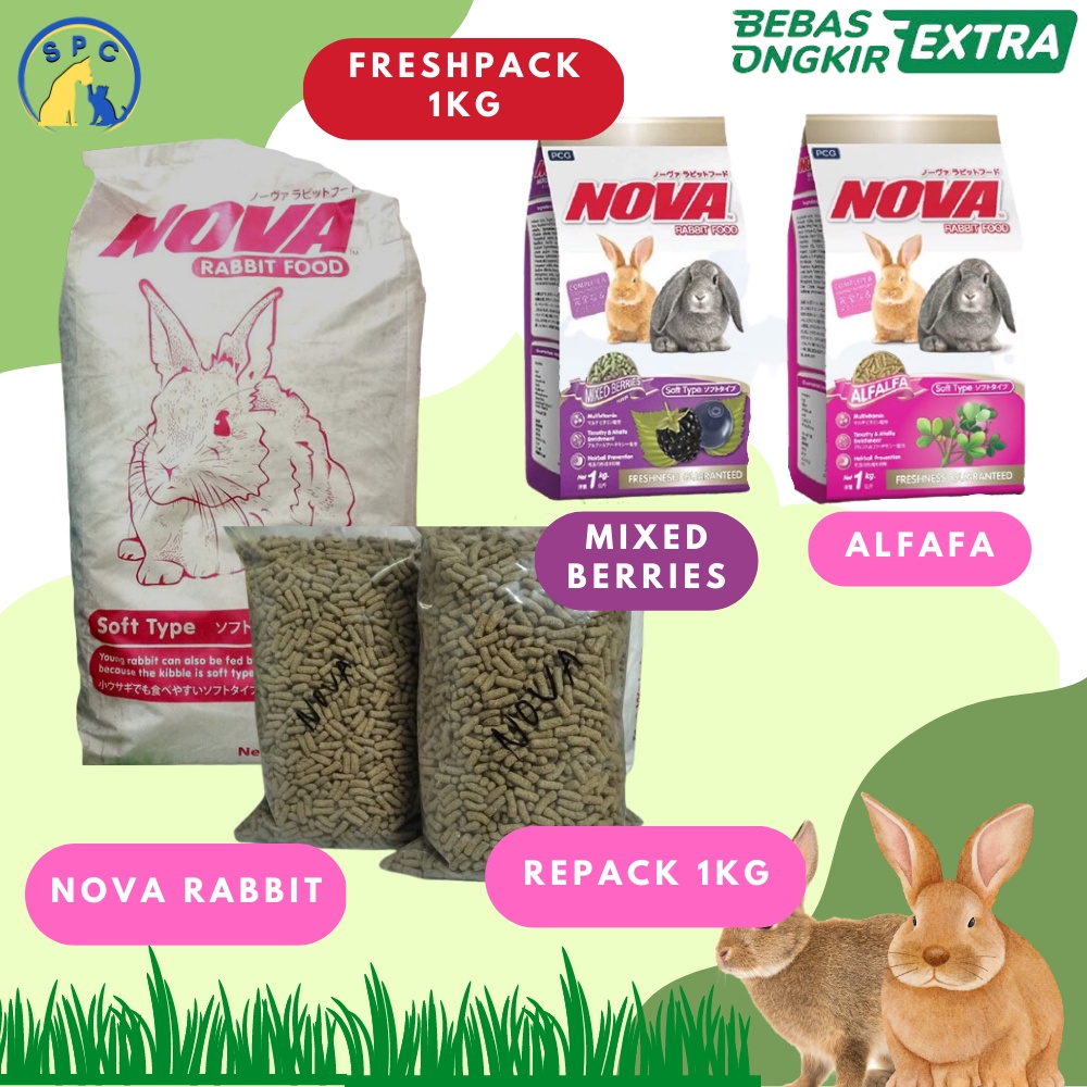 Jual NOVA Rabbit Feed Makanan Kelinci Premium Repack Freshpack Alfafa ...