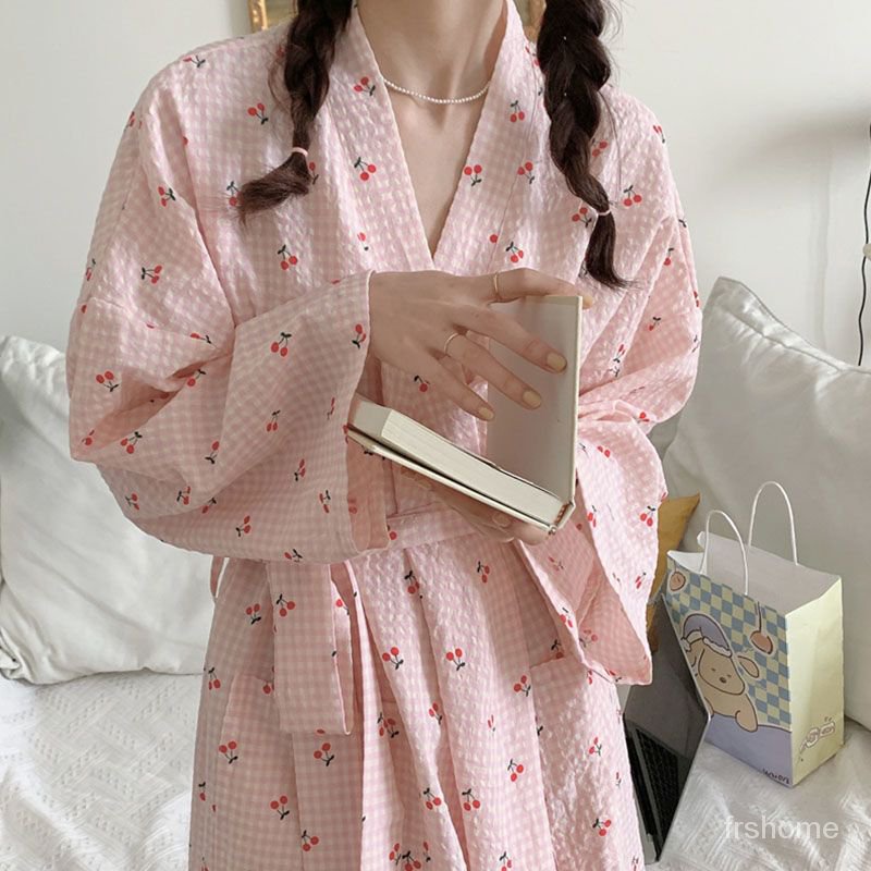 Jual Versi Korea dari desain tali jubah kotak-kotak ceri desain ...