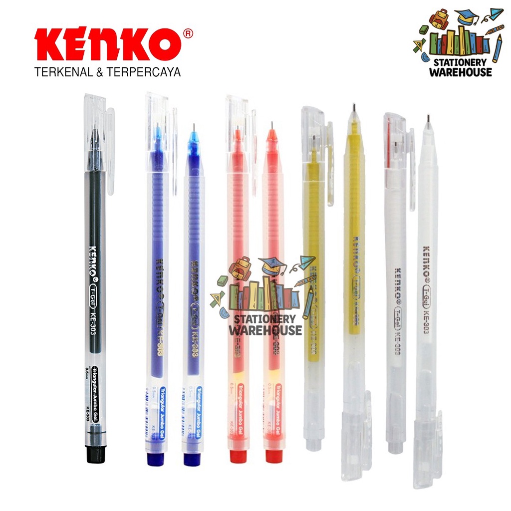 Jual Gel Pen Ke-303 T-Gel Triangular Black , Blue , Gold , White KENKO ...