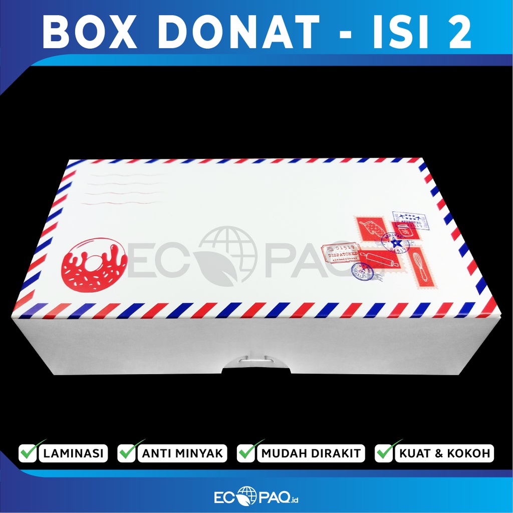 Jual Box DONAT - Dus Donat - Kotak Donat - MOTIF MAIL - ISI 2 (50 pcs ...