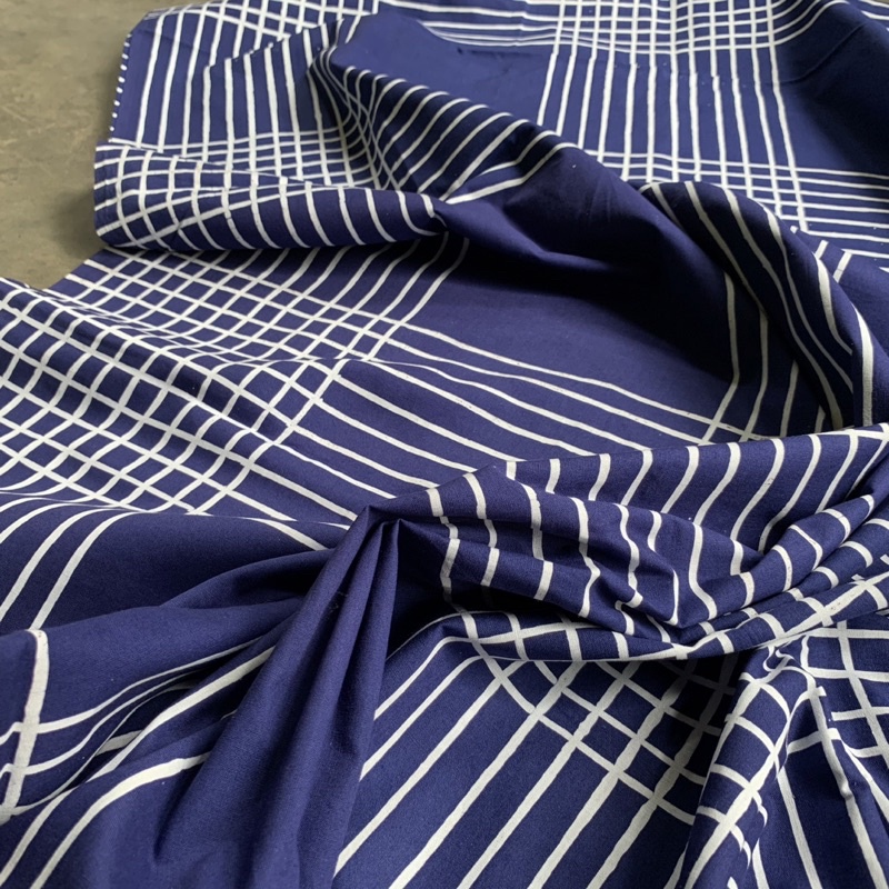 Jual Kain Navy Motif Garis dan Kotak | Shopee Indonesia