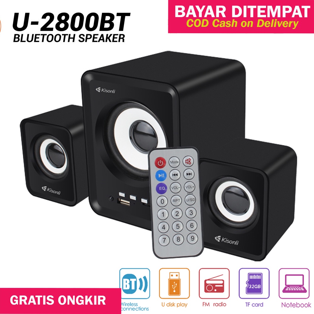 Jual Speaker Bluetooth Full Bass Salon Aktif Extra Super Bass U-2800 ...