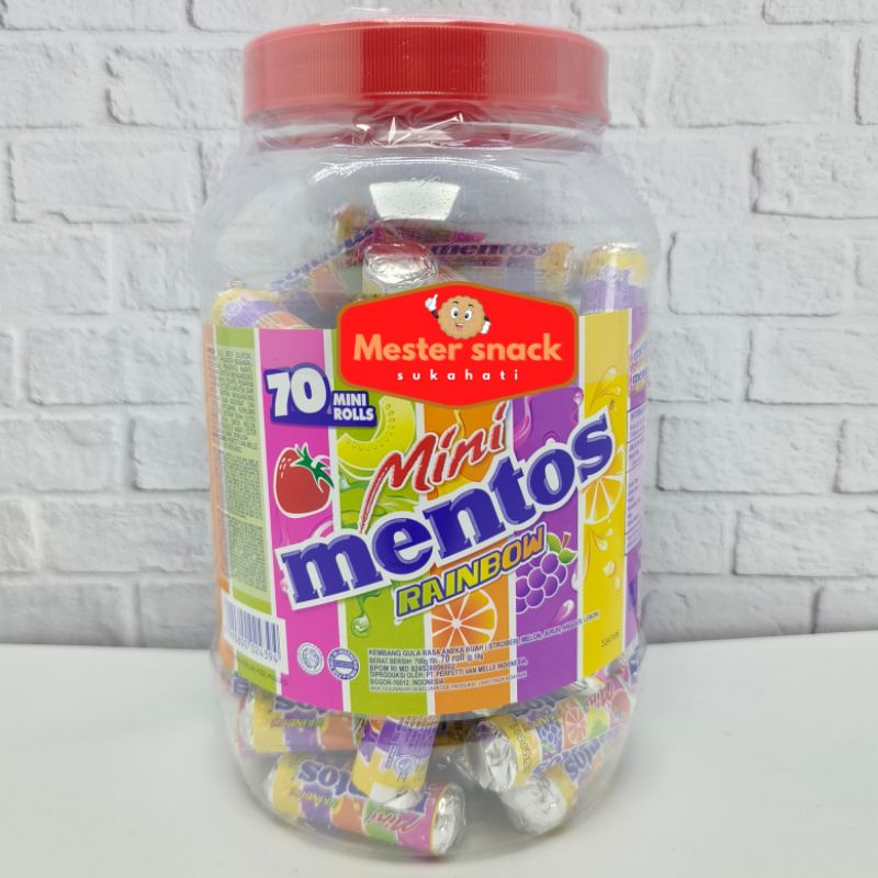 Jual Mentos Mini Jar Rainbow (1 toples isi 70 roll) | Shopee Indonesia