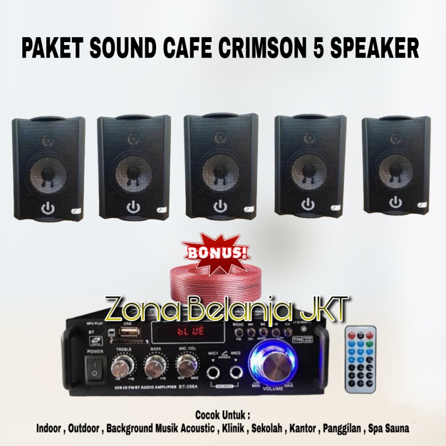 Jual PAKET SOUND SYSTEM CAFE RESTO SPEAKER CRIMSON 4 INCH 5 SPEAKER USB ...
