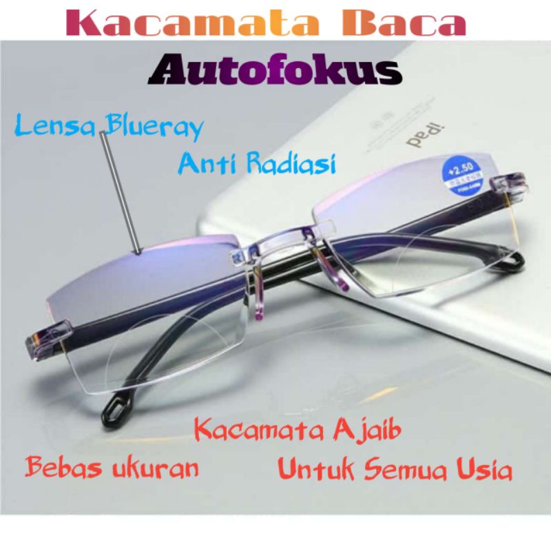 Jual Kacamata Baca Autofokus Lensa Blueray Anti Radiasi free box. lap ...