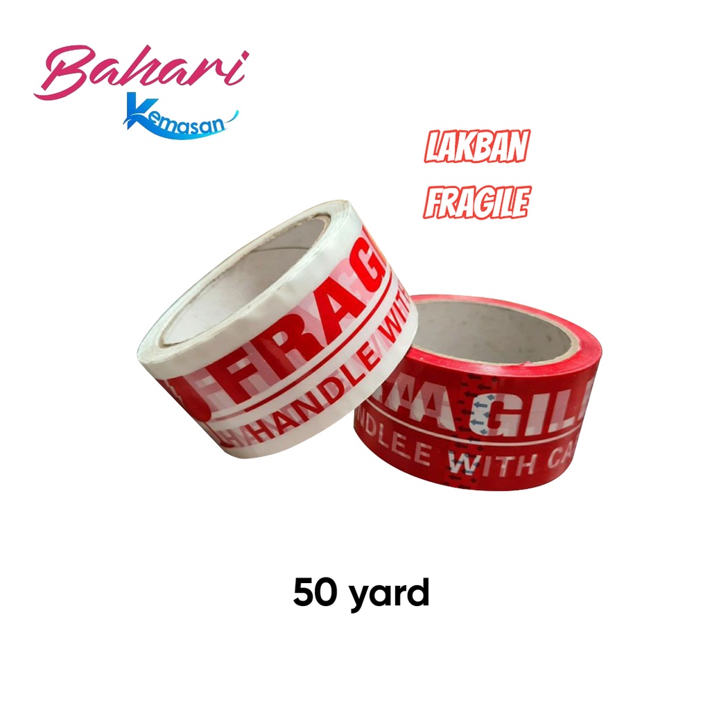 Jual lakban fragile awas merah putih 50 yard selotip | Shopee Indonesia
