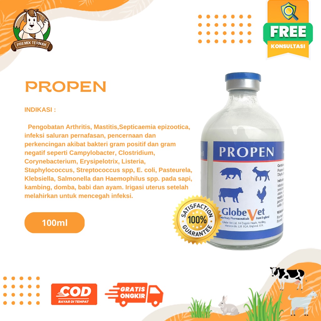 Jual PROPEN 100ML - Antibiotik Injeksi Pernafasan Hewan Pengganti Penstrep-400 | Shopee Indonesia
