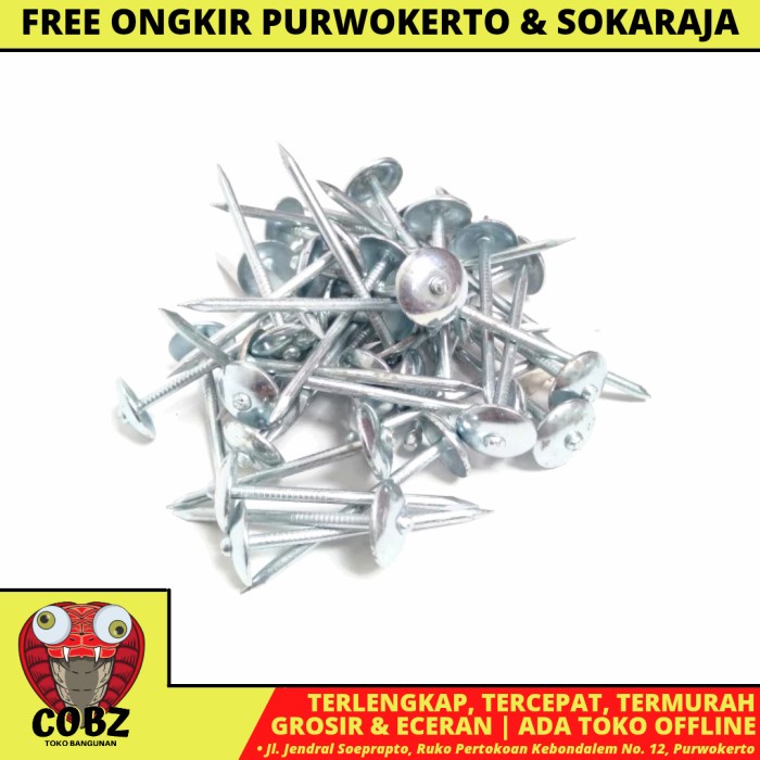 Jual 1 3/4 IN / NM Paku Kayu Payung Atap Seng Asbes Roofing Polos KG ...